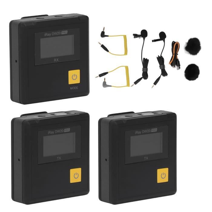 Cikonielf Microphone 2 émetteurs 1 récepteur 7RYMS IRay DW20 PRO 2.4G Microphone sans fil double ...