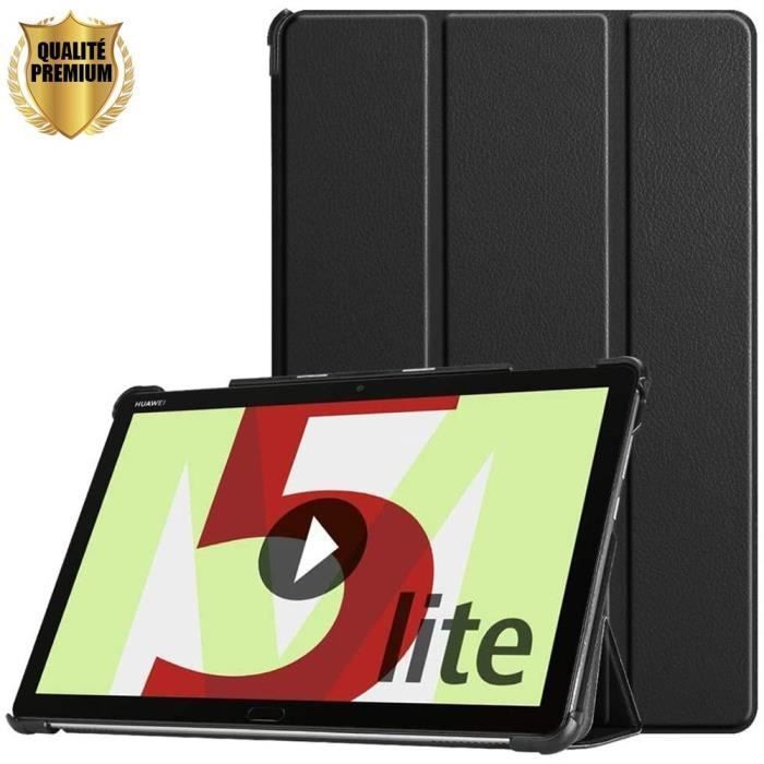 Coque Tablette - E.F.CONNECTION - Médiapad M5 Lite - Noir - Support ...