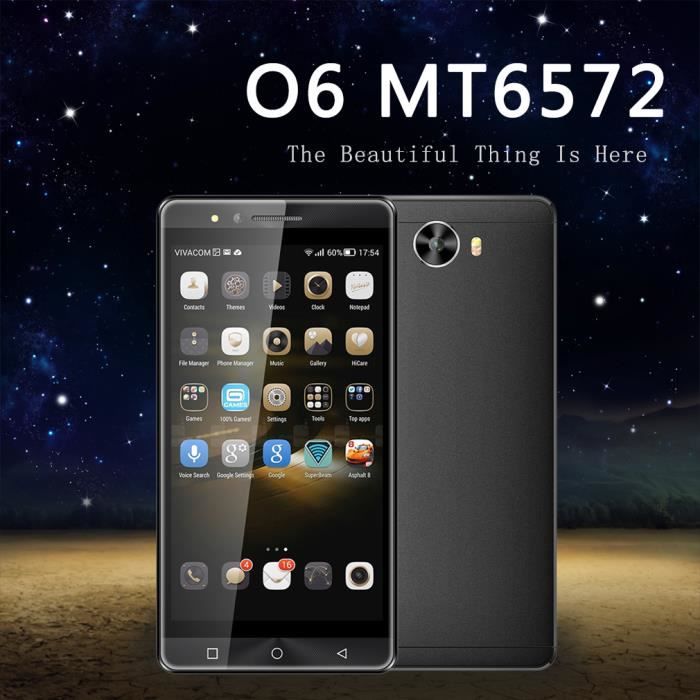 Smartphone O6 MT6572 Téléphone intelligent Double cœur 5 pouces 3G 1 Go ...