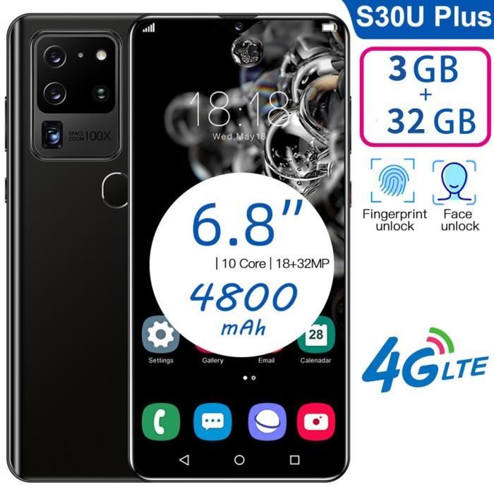 S30U Plus Grand écran de goutte d'eau de 6,8 pouces Smartphone Android ...