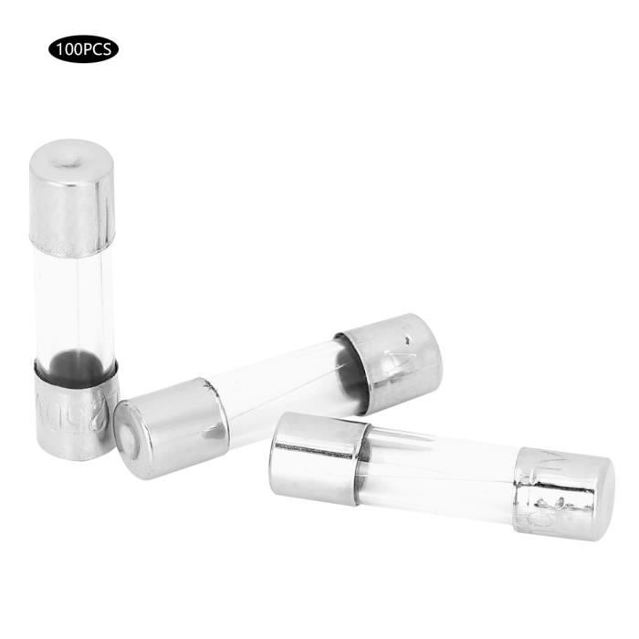 Fusible À Tube De Verre Fusible Rapide (2A)0.5A 1A 2A 100Pcs Fusible En Verre Fusible Tube ...