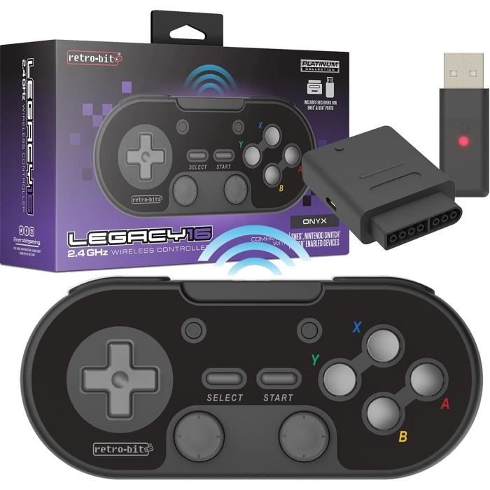 Retrobit Legacy 16 Manette Sans Fil Noir Pour Switch-Pc-Steam-Raspberry ...