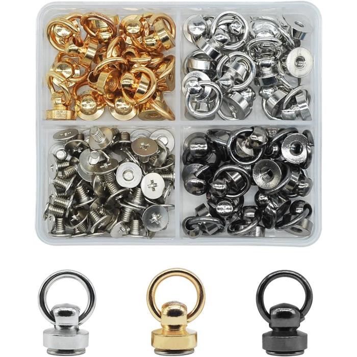 JJWNMLL 48 Set Tête Ronde Vêtement Rivet Vis à Tête Ronde Tirez Anneau ...