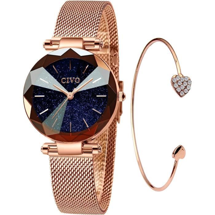 Montre Femme Acier Inoxydable Montre Ciel Étoilé Bracelet À Quartz ...