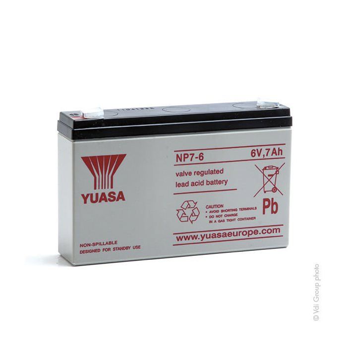 Batterie plomb AGM - YUASA - NP7-6 - 6V - 7Ah - Étanche sans entretien ...