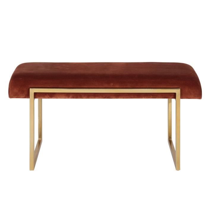 Banc en velours cuivre structure métal finition laiton chic Eden Orange ...