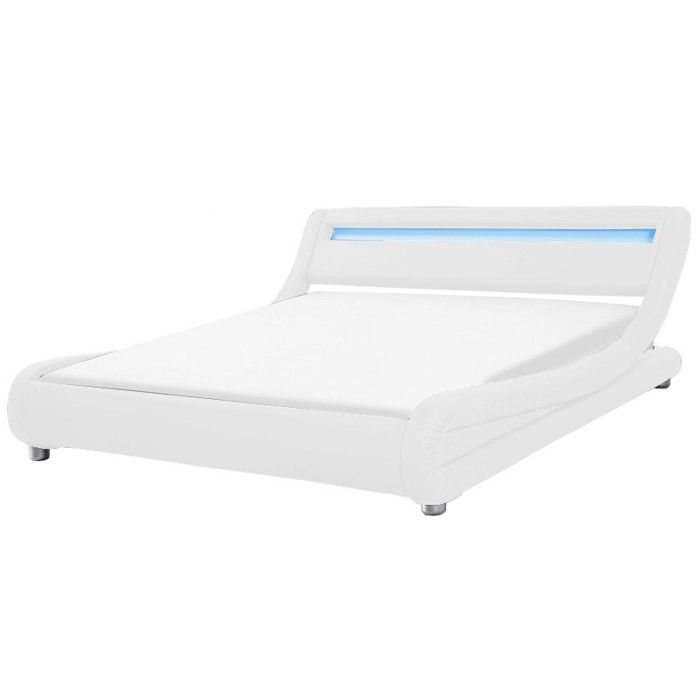 Lit Led Design Julio - Blanc - 140x190 - Cdiscount Maison
