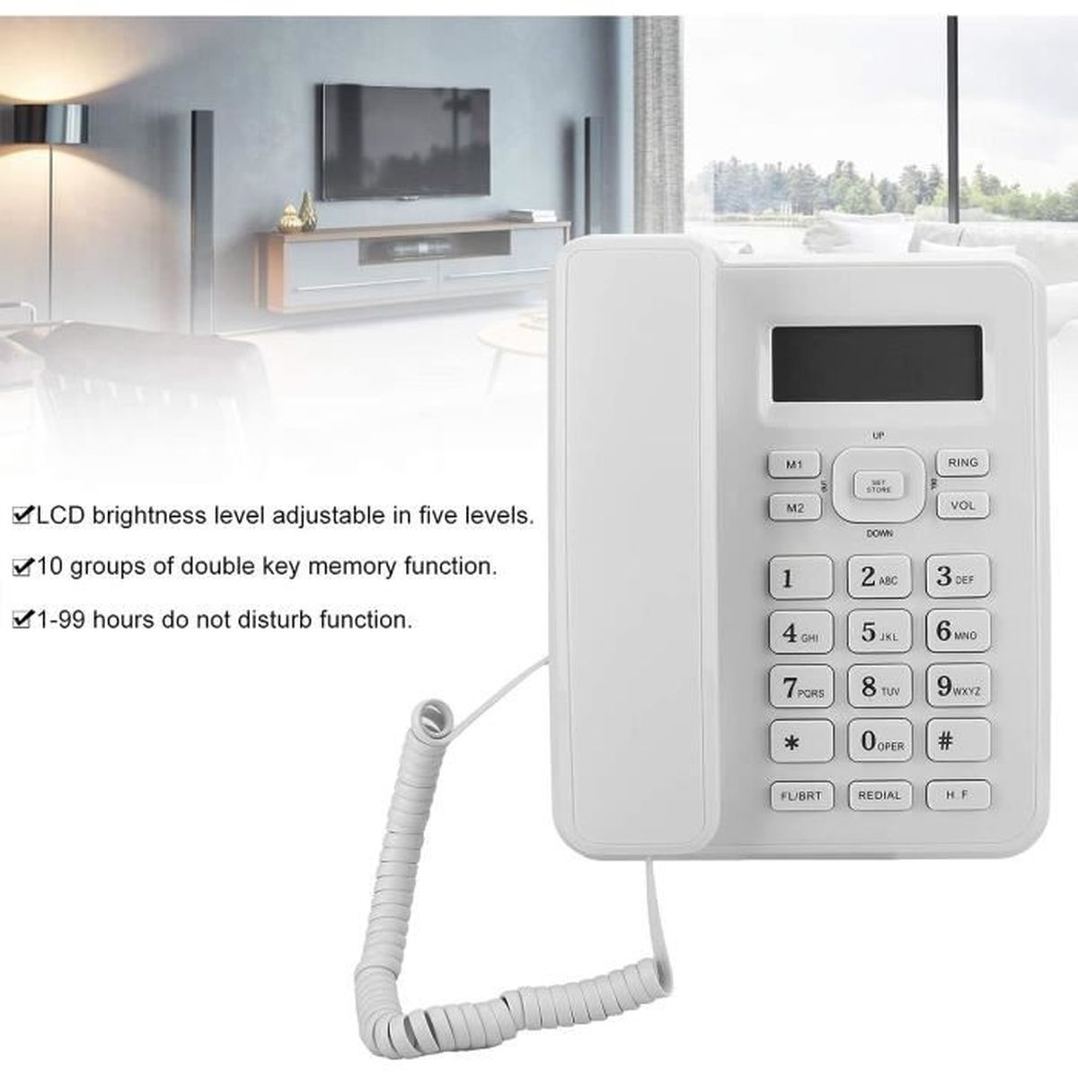 Téléphone Câblé,Téléphone Fixe Avec Répondeur,Téléphone Dtmf-Fsk Dual ...