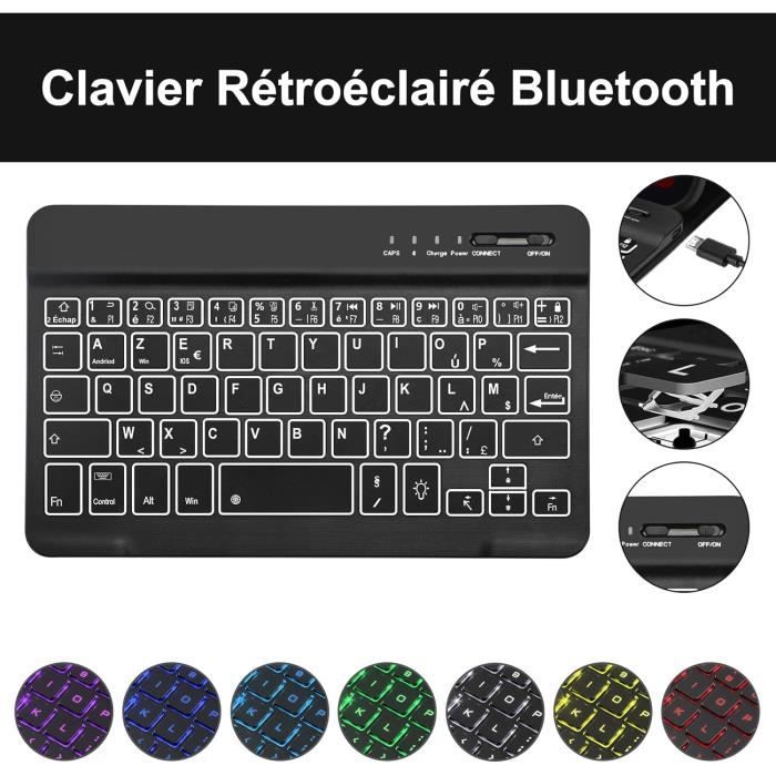 Coque Clavier Pour Samsung Tab A9 8.7" 2023, Azerty Clavier Détachable ...