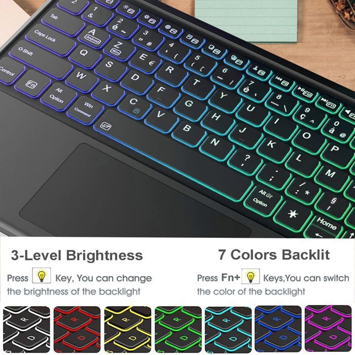 Rétroéclairé Clavier Coque Pour Microsoft Surface Pro 7/7+/6/5/4 12.3 ...