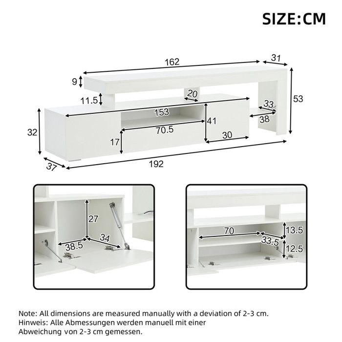 Meuble TV Moderne avec Éclairage LED,Support TV pour Téléviseur 85 ...
