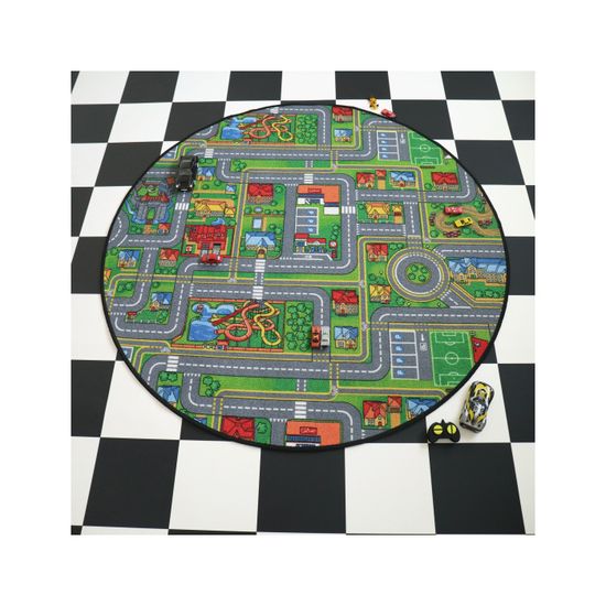 Tapis rond de jeu enfant - Circuit de voiture - Ville - Ø 200 cm ...