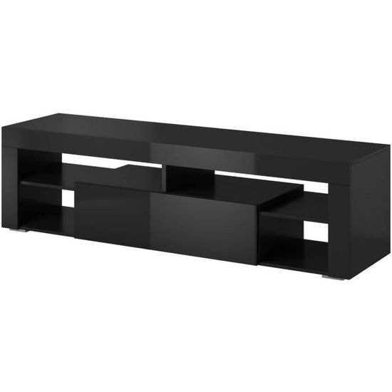 Ecom Titan Meuble TV Bas. 140 cm. Noir[6425] - Cdiscount Maison