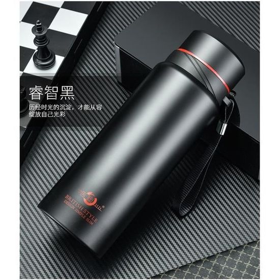 GOURDE BIDON,Black-800ml--Bouteille'eau Thermos 600 800 1000ml en acier inoxydable 304, flacon ...