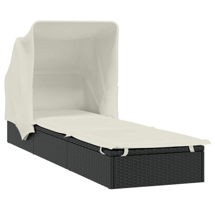 Transat - Dossier réglable - avec toit pliable noir 213x63x97 cm ...