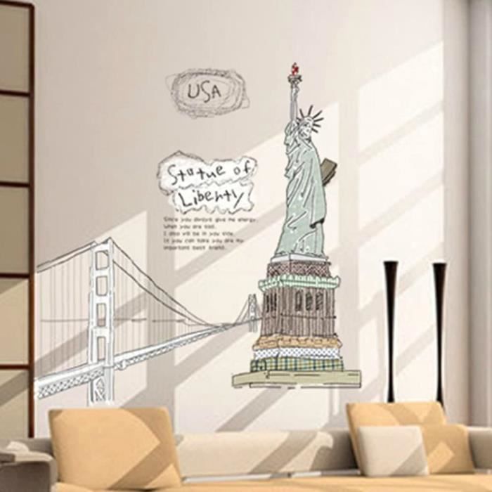 Ode USA Statue de la Liberté Amovible Stickers Muraux Autocollants ...