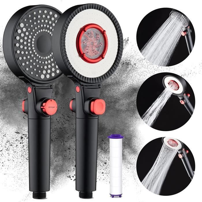Pommeau de douche innovant 3 en 1 double face, massage haute pression ...