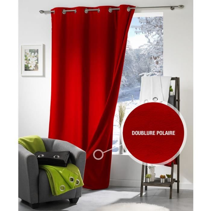 Rideau semi occultant thermique 140x260 cm Island Rouge - Cdiscount Maison
