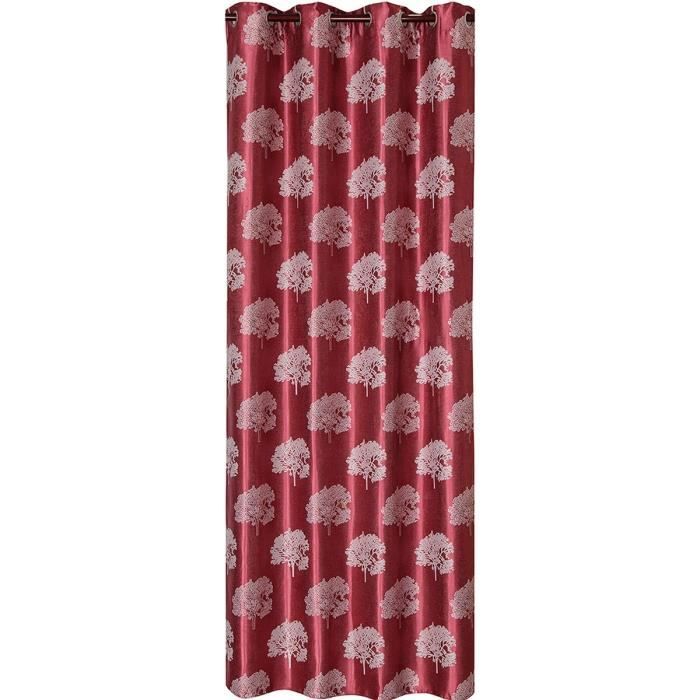 Rideau occultant arbres scandinave 140x260 cm rouge - Cdiscount Maison