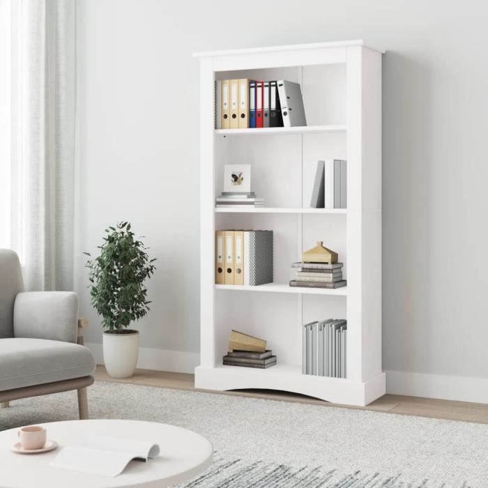 MAG Bibliothèque 4 niveaux Corona Pin mexicain Blanc 81x29x150 cm ...