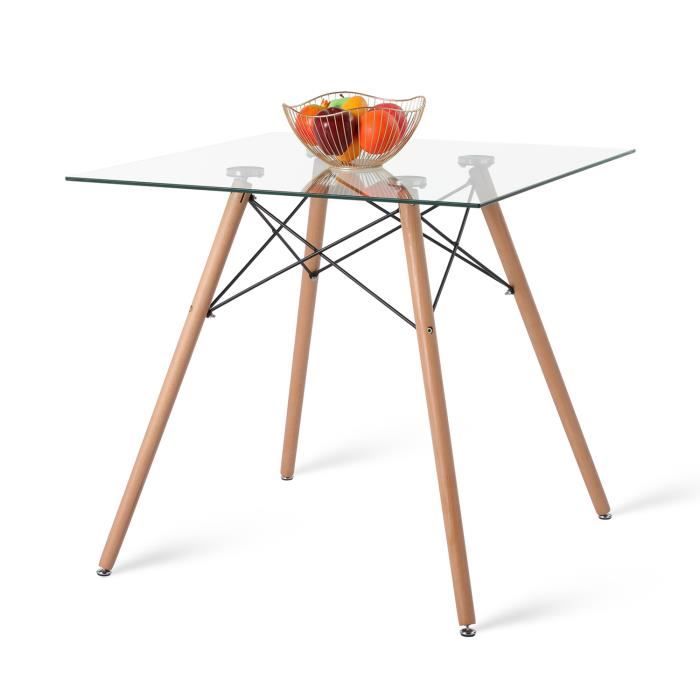 DORAFAIR Table à Manger carrée scandinave transparent - Cdiscount Maison