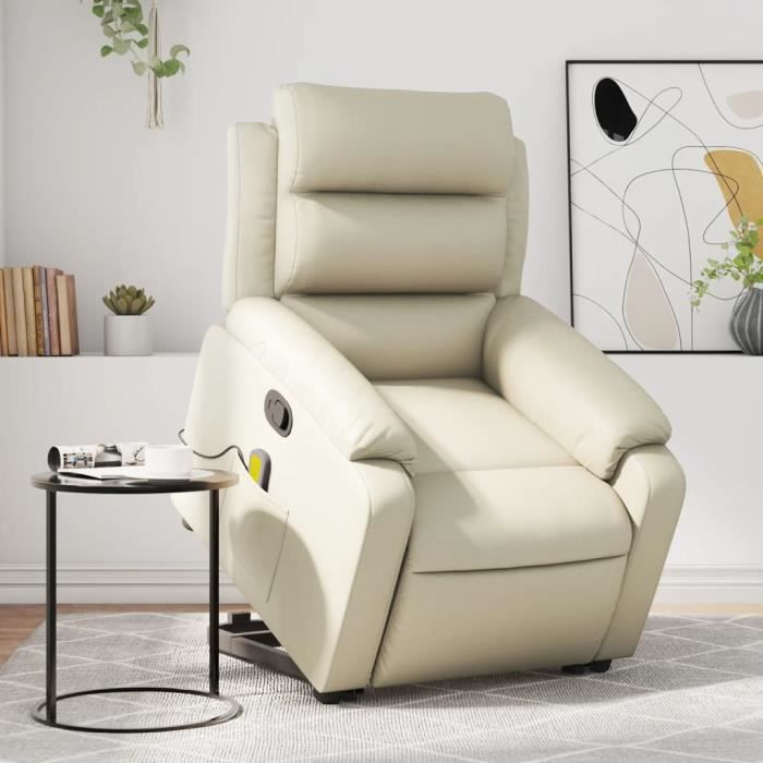 Fauteuil inclinable de massage - KEEN SO - DA007 - Crème - Similicuir ...