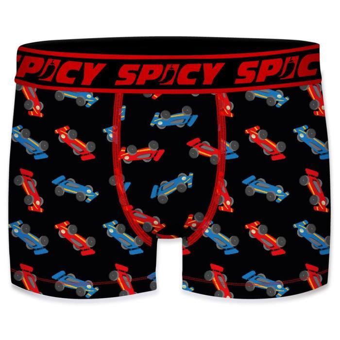 SPICY UNDERWEAR Boxer Homme Microfibre ASS2 Formule1 Noir Rouge Noir ...