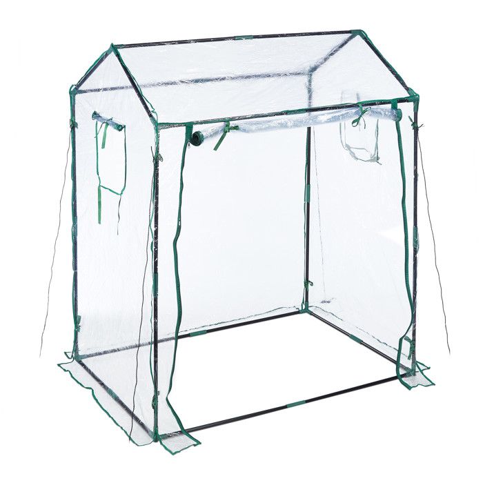 Relaxdays Serre de jardin avec bâche en PVC, porte et fenêtres ...