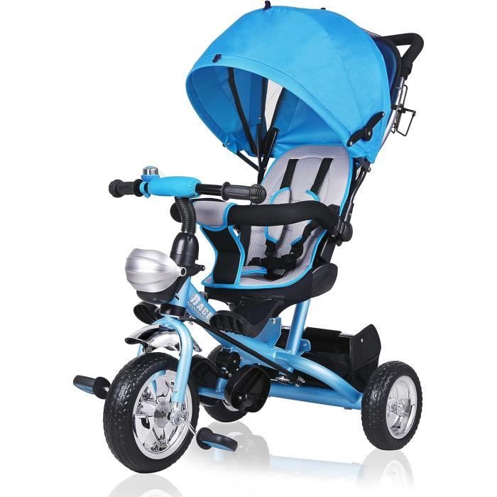 Tricycle Évolutif Bleu Enfant 10 À 36 Mois Guidon Panier Vélo Canne ...