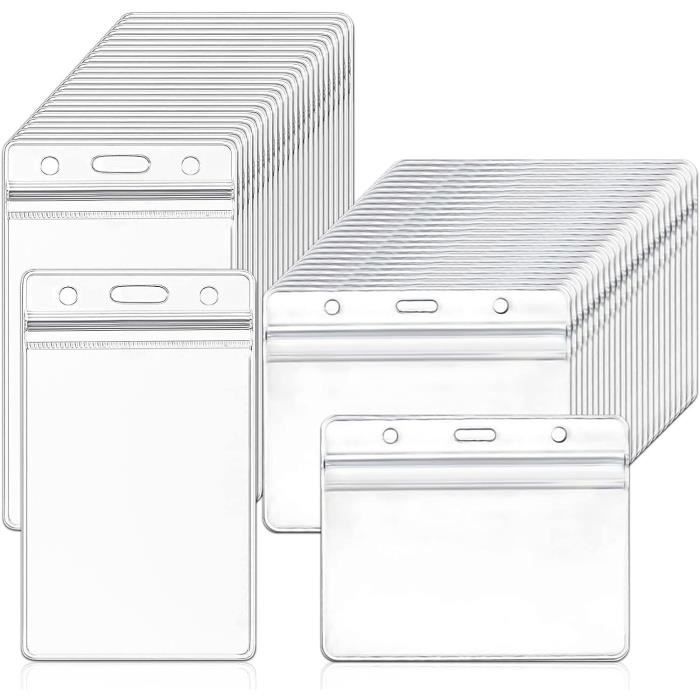 Lot De 50 Porte-Badges En Plastique Transparent (Horizontal-Vertical ...