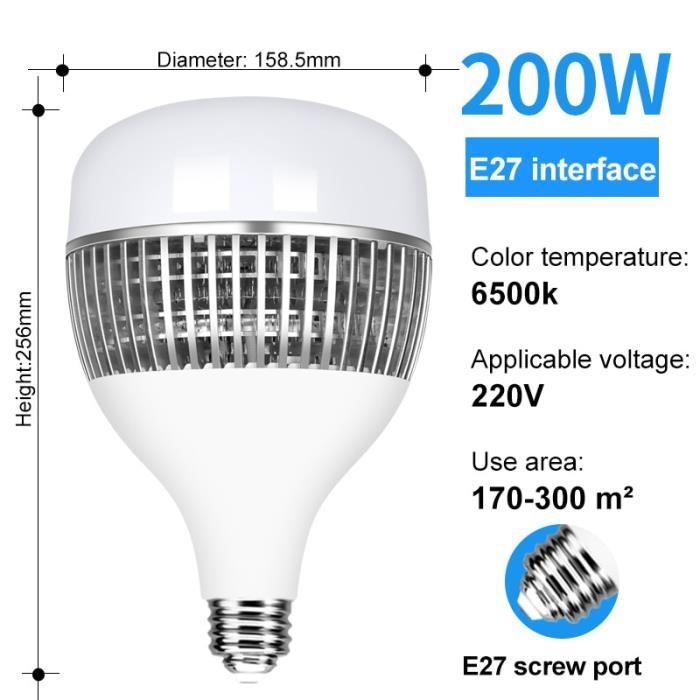 AMPOULE LED,E40 200W--Ampoule LED Super brillante, lampe à économie'énergie, bouche de vis ...