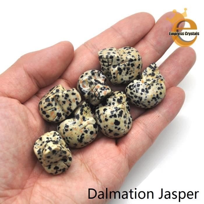 STATUETTE,Dalmation Jasper--Statue de crâne en cristal naturel, 1 pièce ...