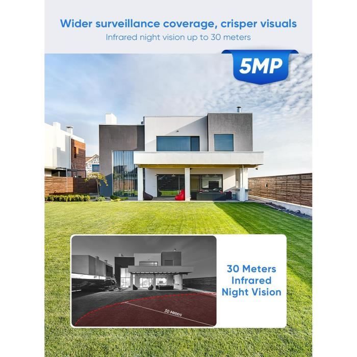 8CH 5MP NVR Système de Surveillance Enregistreur WLAN Vidéosurveillance ...