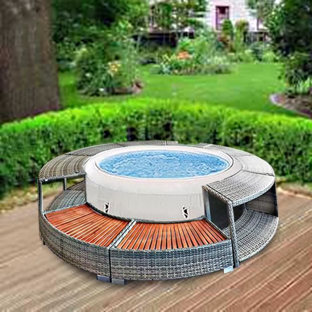 Spa Jacuzzi 2-6 Personnes - Contour de Spa Rond Résine Tressée Spa de ...