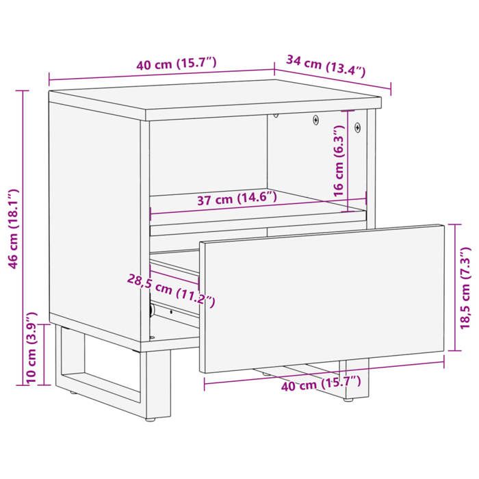 "SALE 2026" Table de nuit Brun - Tables de chevet 2 pcs 40x34x46cm ...