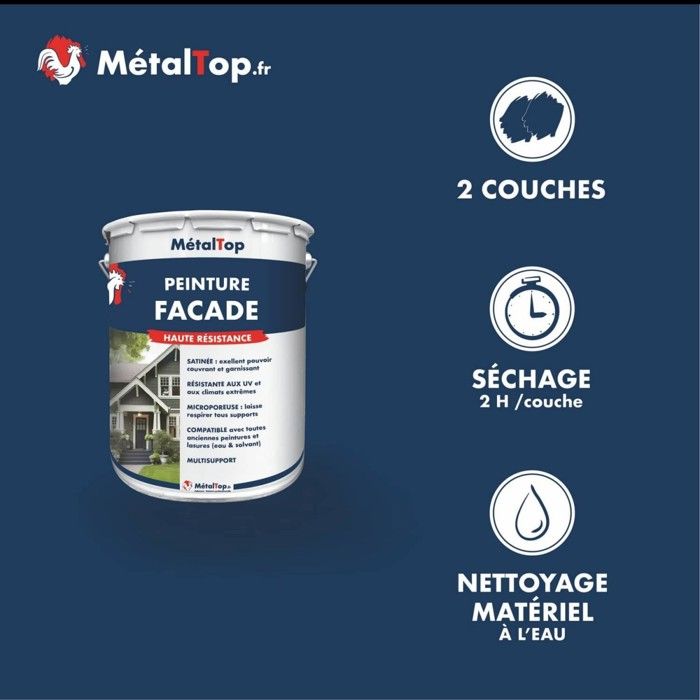 Peinture Facade - Pot 5 L - Metaltop - 9003 - Blanc de sécurité ...