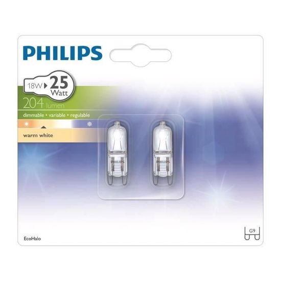 PHILIPS Capsule Lot 2 Ampoules EcoClassic 18W G9 - Cdiscount Maison