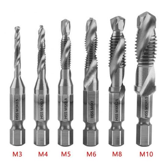 Tournevis,Foret à taraud métrique,tige hexagonale plaquée titane,filetage de vis HSS,mèches à ...