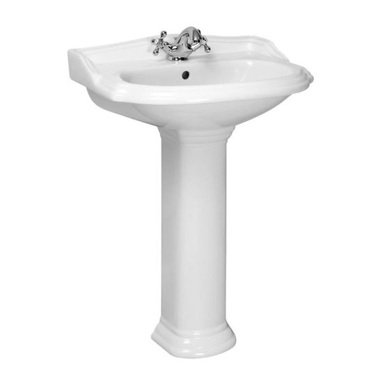 Lavabo rétro sur colonne ABERY 58 cm en céramique Céramique - Cdiscount ...