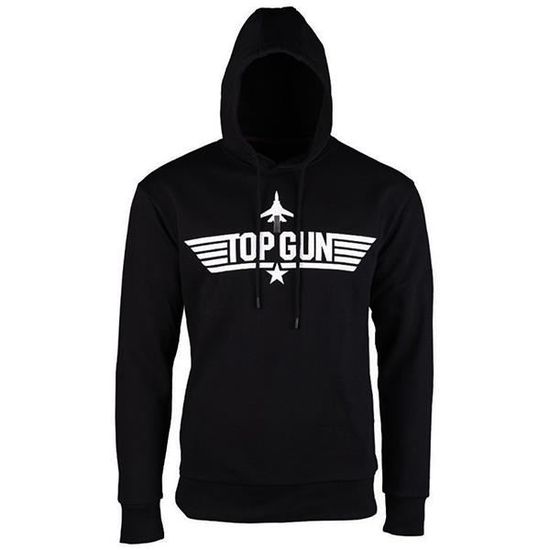 SWEAT A CAPUCHE / HOODIE TOP GUN NOIR MILTEC TOM CRUISE MAVERICK PILOTE ...