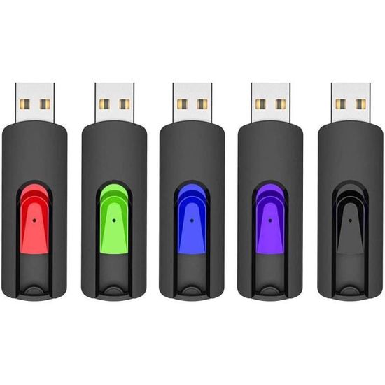 Clé Usb 64Go, Lot De 5 Cle Usb 2.0 64 Go Rétractable Glisser, Usb En ...