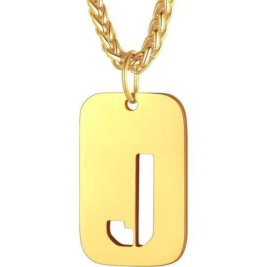 Bandmax Collier Plaque Initiale En Acier Inoxydable-Plaqué Or Pour ...