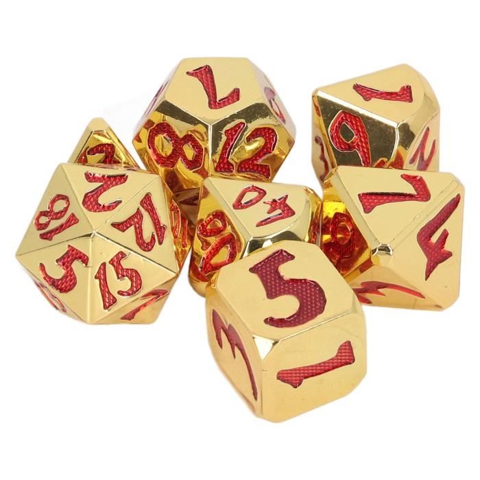 CHT Jeu de dés, ensemble de 7 dés de jeu polyèdre or métallique de luxe ...