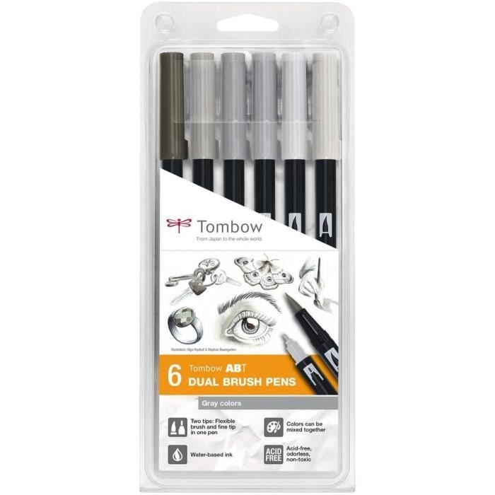 Abt-6P-6, Feutre Pinceau Abt Dual Brush Pen, Double Pointes, À Base D ...