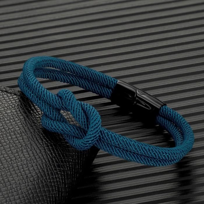 Bracelet en corde à Double couche pour homme et femme,bijou en acier ...