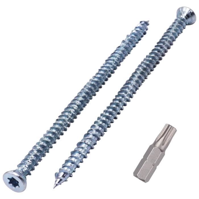 (60 Pièces) Vis À Béton Plaquées Zinc 7,5 X 132 Mm, Tête Fraisée, Vis ...