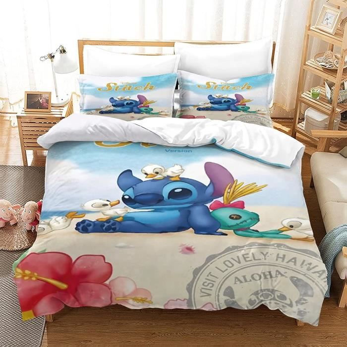 Housse De Couette 240x260cm Stitch Print Ensemble de Literie Cartoon ...