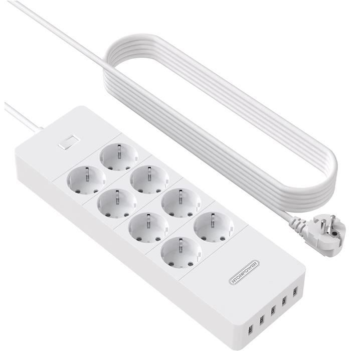 Multiprise USB, Multiprise 8 Prises avec 5 USB Ports, Parasurtenseur ...