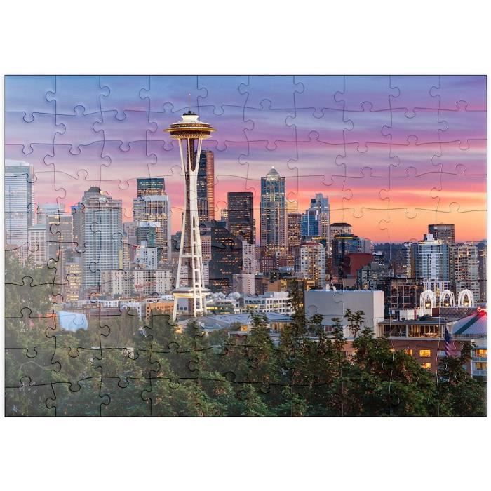Seattle avec Le Space Needle Au Crépuscule Washington USA Premium ...
