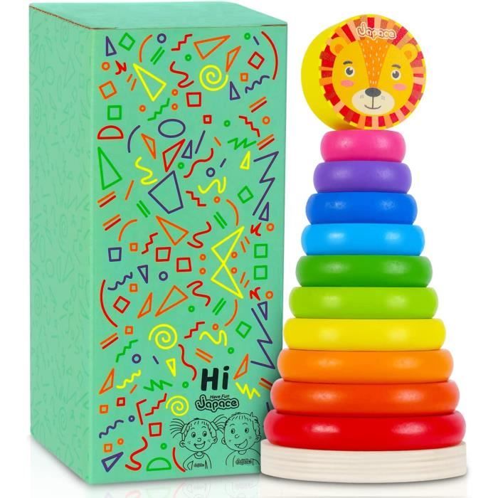 Pyramide Arc-en-Ciel Jouet Bebe, Jeu Empilable en Bois Jouets d ...